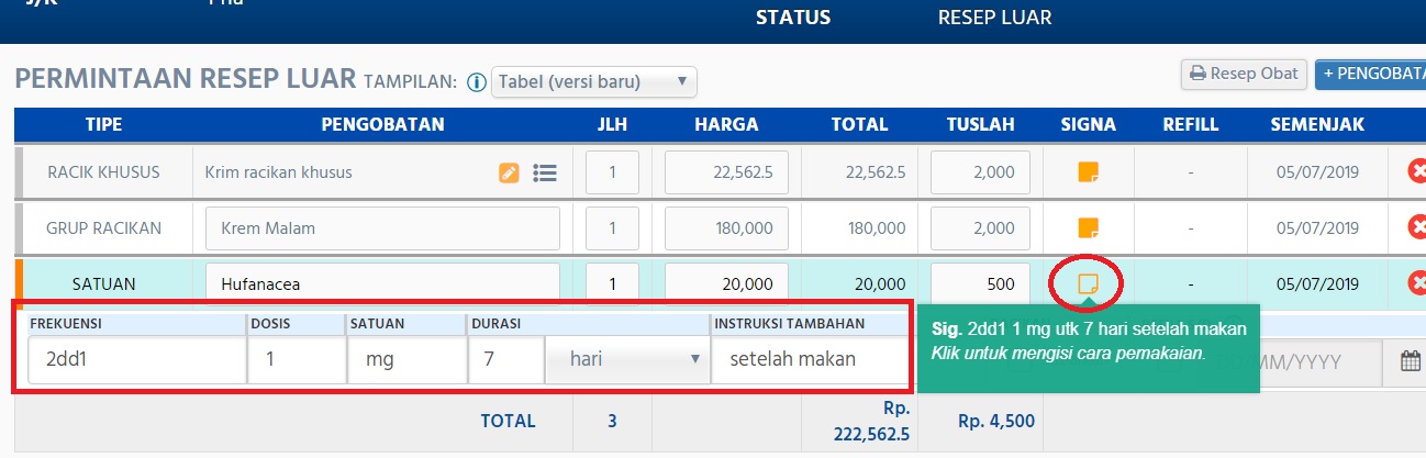 Menginput Aturan Pemakaian Resep (Signa) – OmniCare Knowledge Base