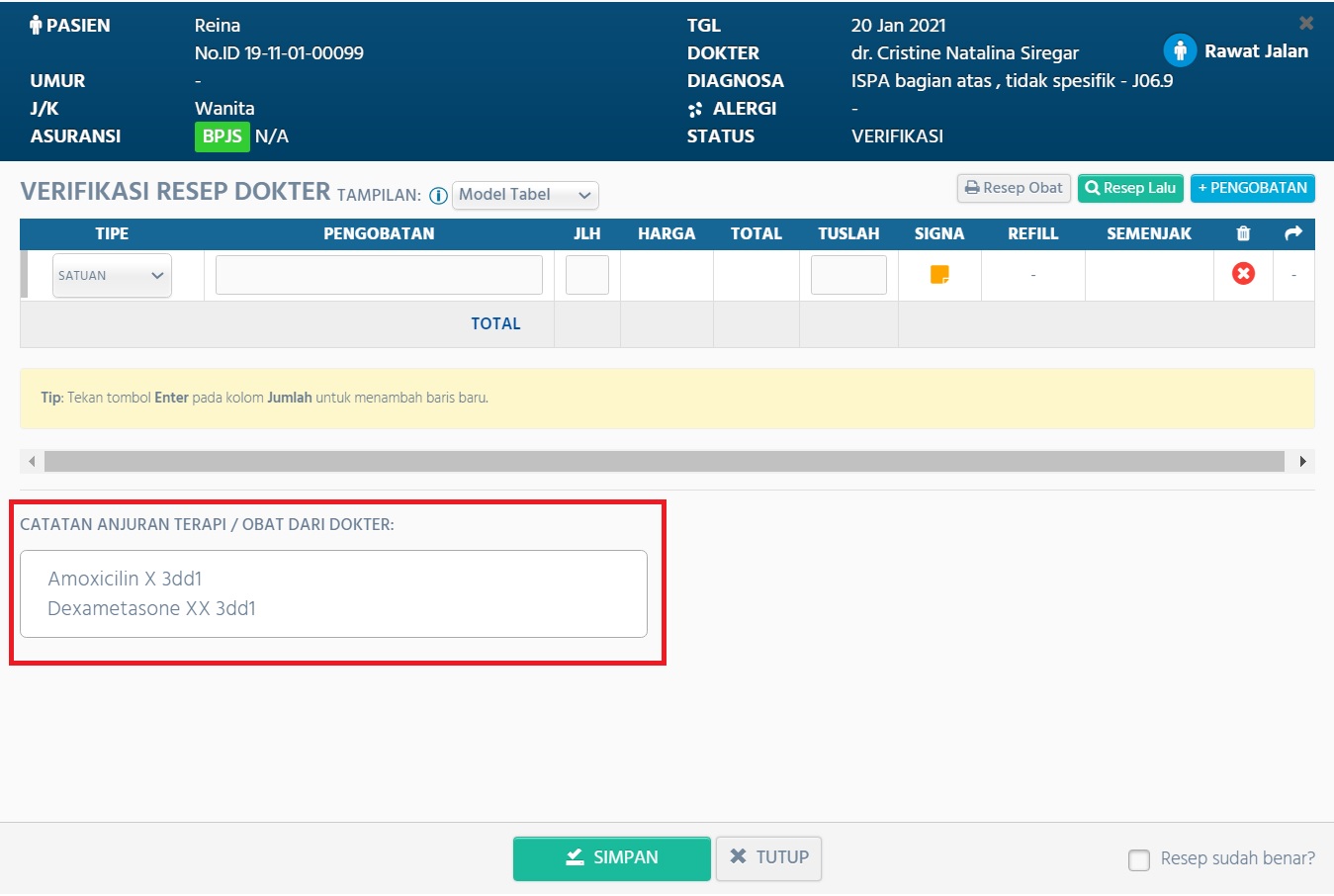 Menginput Resep di Rekam Medis dengan Teks Bebas (Free Text) – OmniCare ...